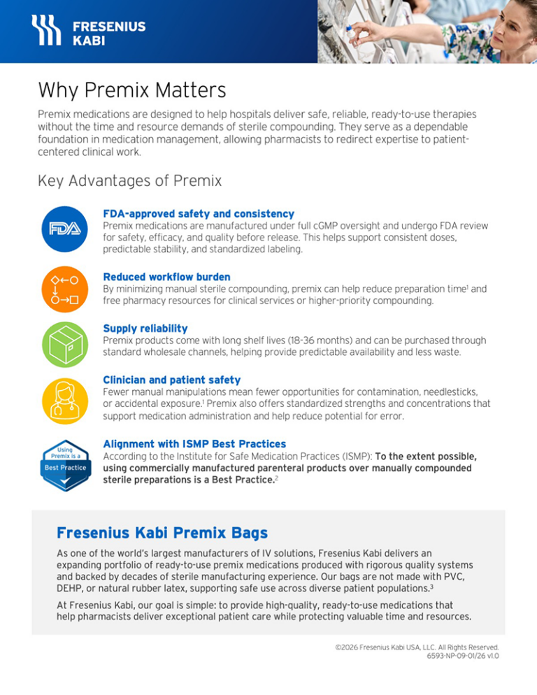 Why Premix IV Bags | Fresenius Kabi